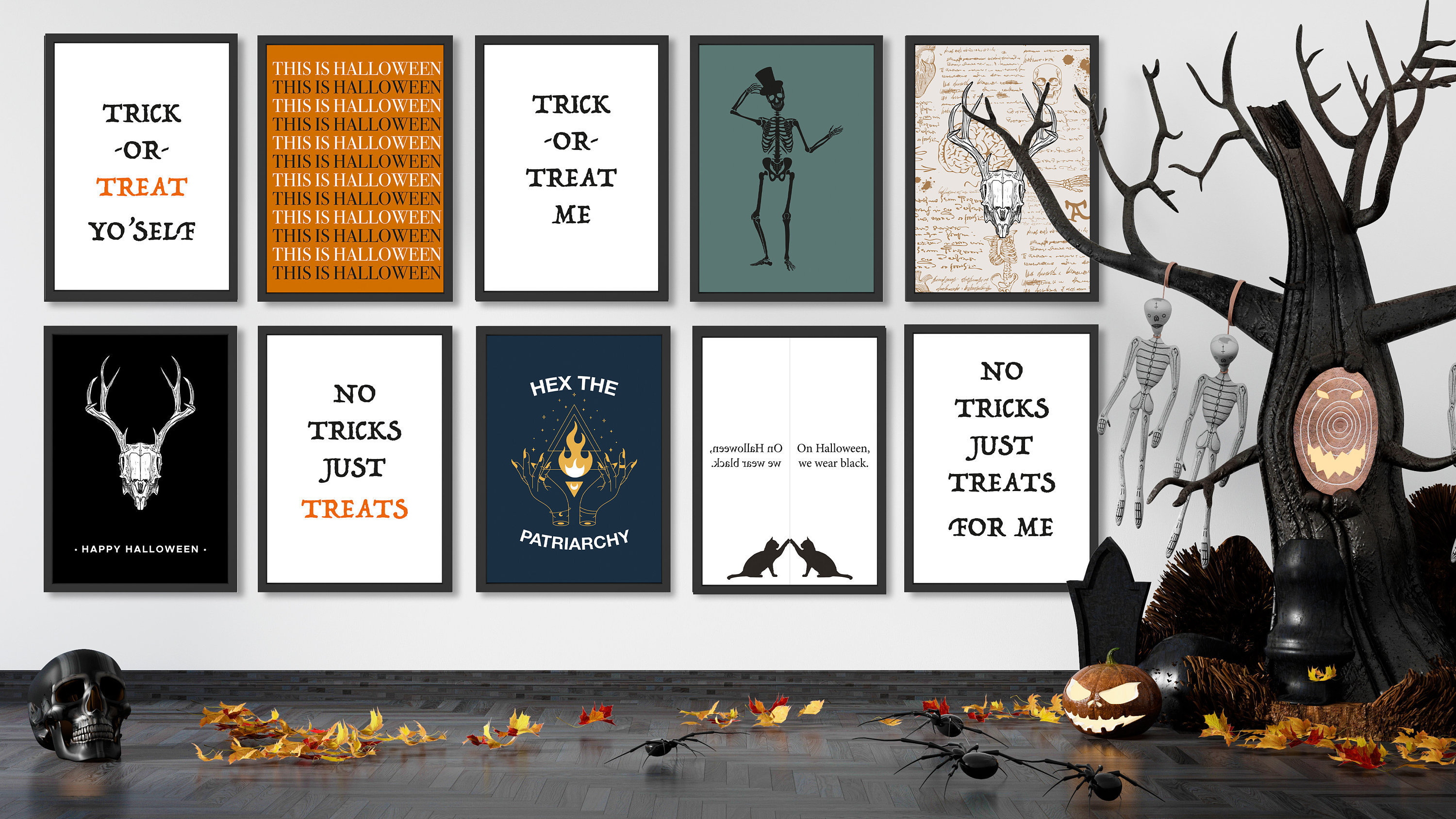 Halloween Art Mega Bundle: 100 Printables for Spooky Skeleton - Etsy
