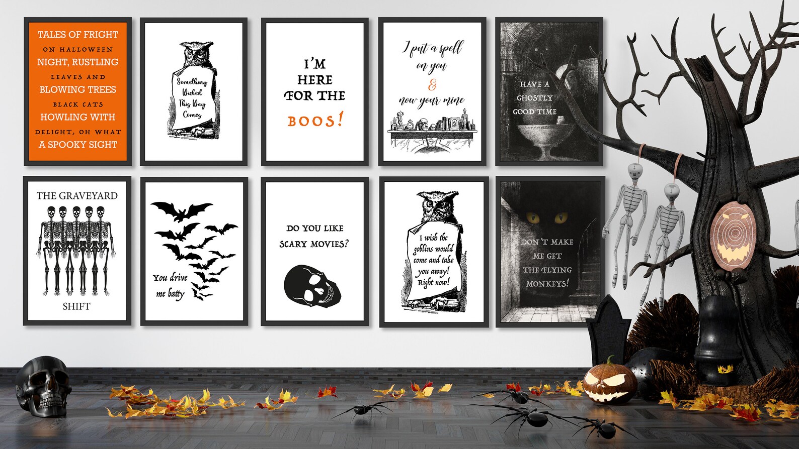 Halloween Art Mega Bundle: 100 Printables for Spooky Skeleton - Etsy