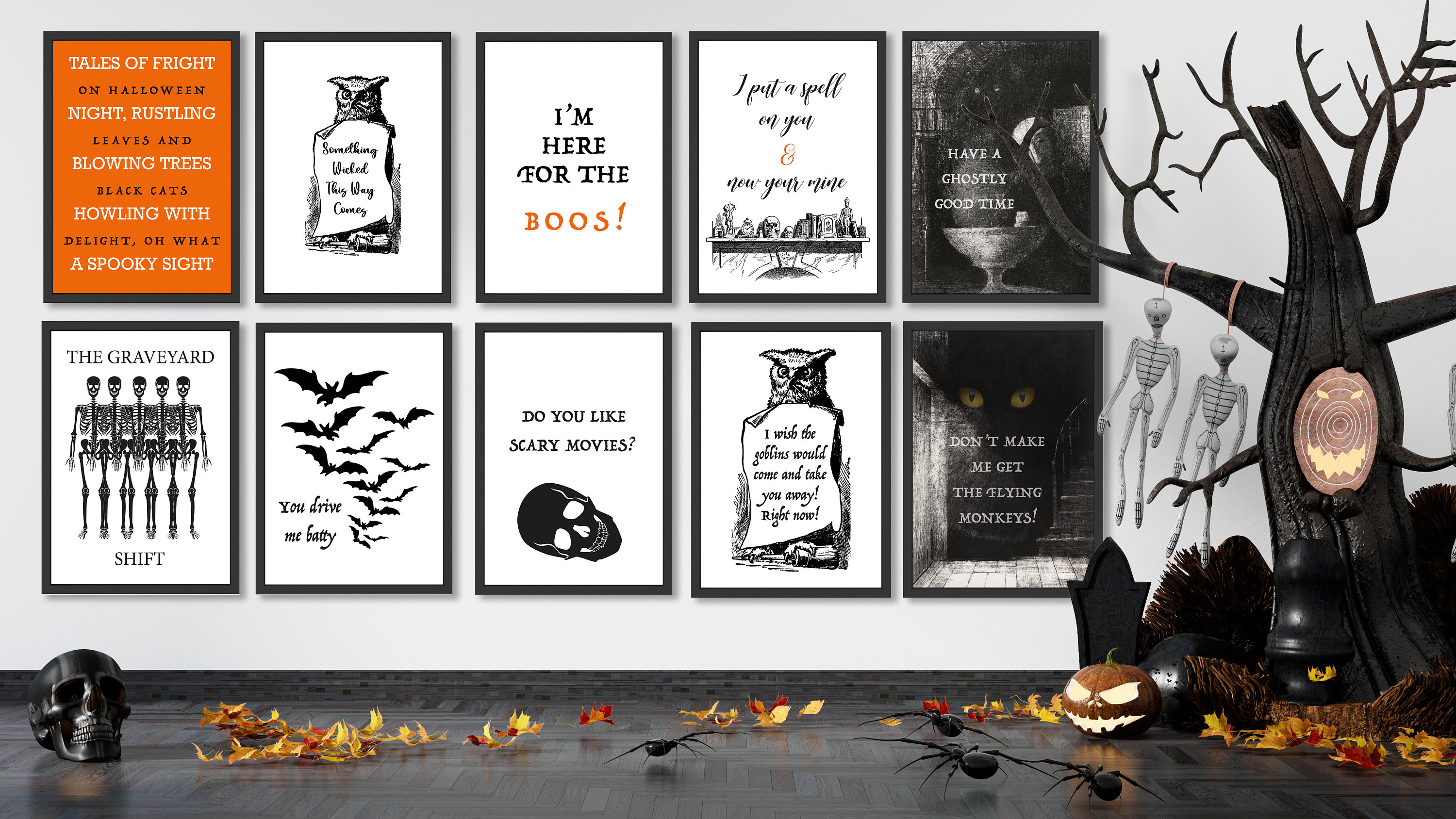 Halloween Art Mega Bundle: 100 Printables for Spooky Skeleton - Etsy