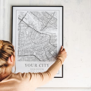 Custom City Map, Custom Map Poster, Any City or Any Town, Personalised ...