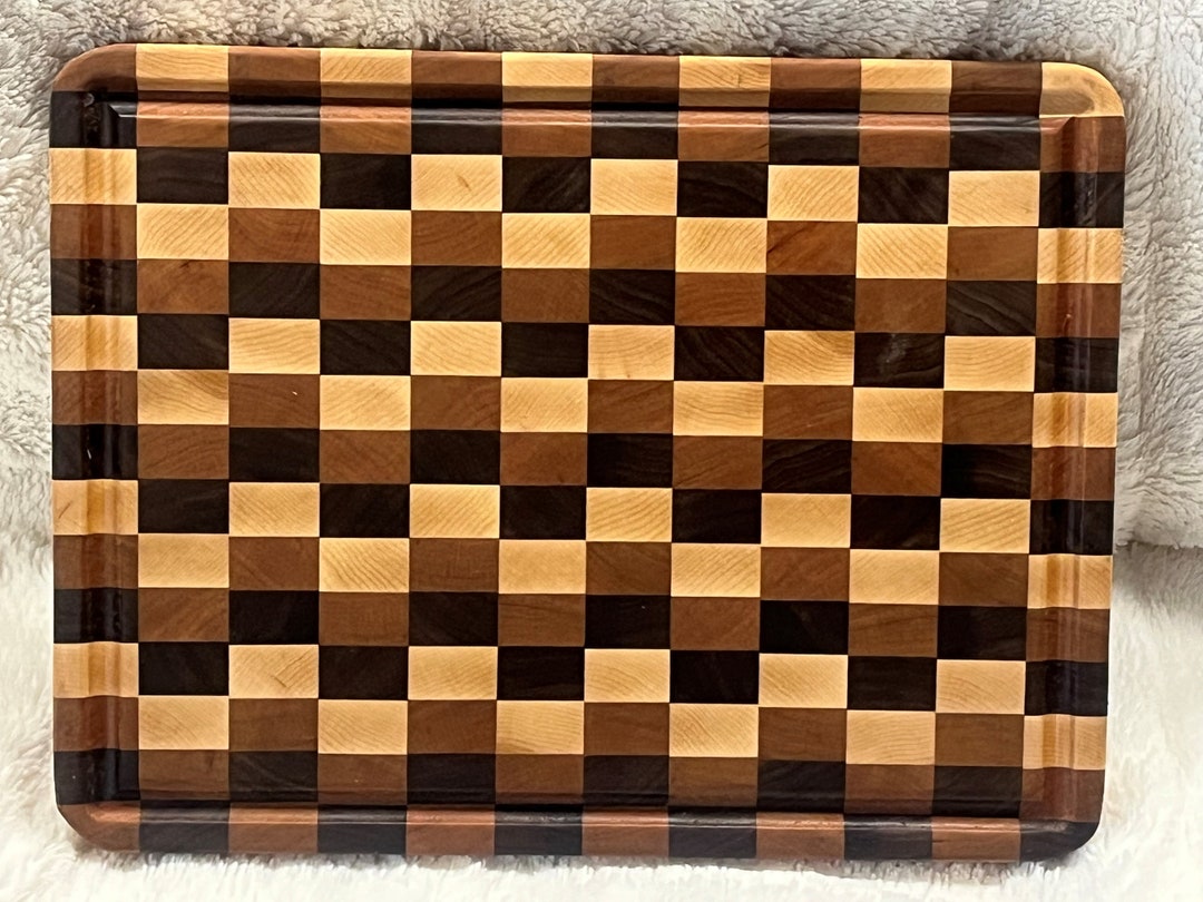 Handcrafted Checkered Cutting Board / Maple, Cherry and Walnut Wood (#1 ...