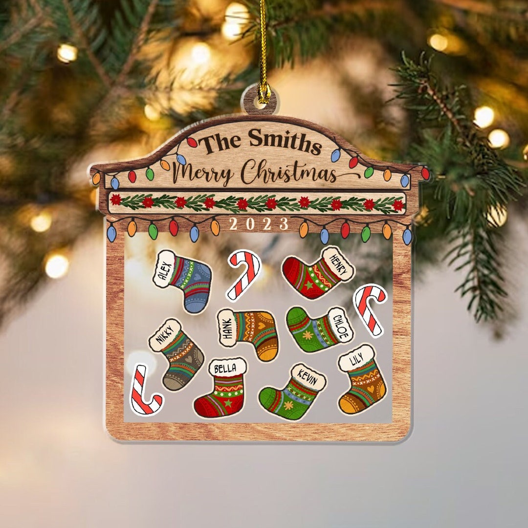 Personalized Family Stocking Christmas Ornament, Custom Family Name ...