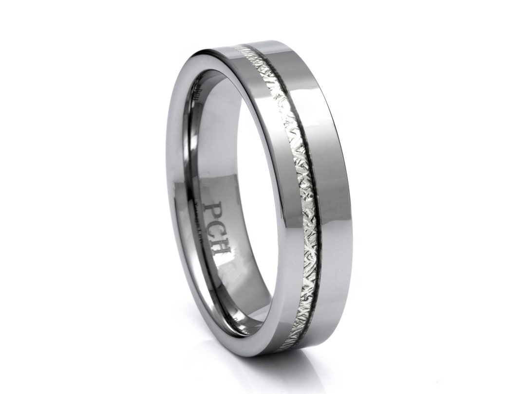 Meteorite Ring in Tungsten Carbide, 6mm Comfort Fit Wedding Band - Etsy