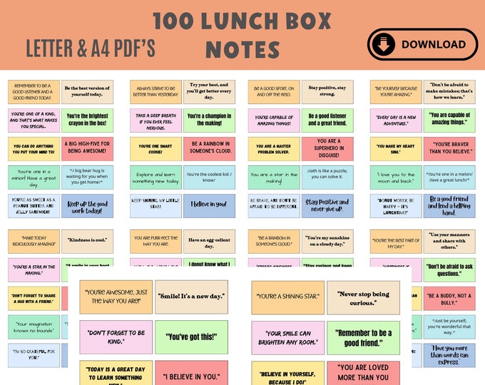 Lunch Notes | Affirmation Cards | Back to School Cards | Encouragement ...