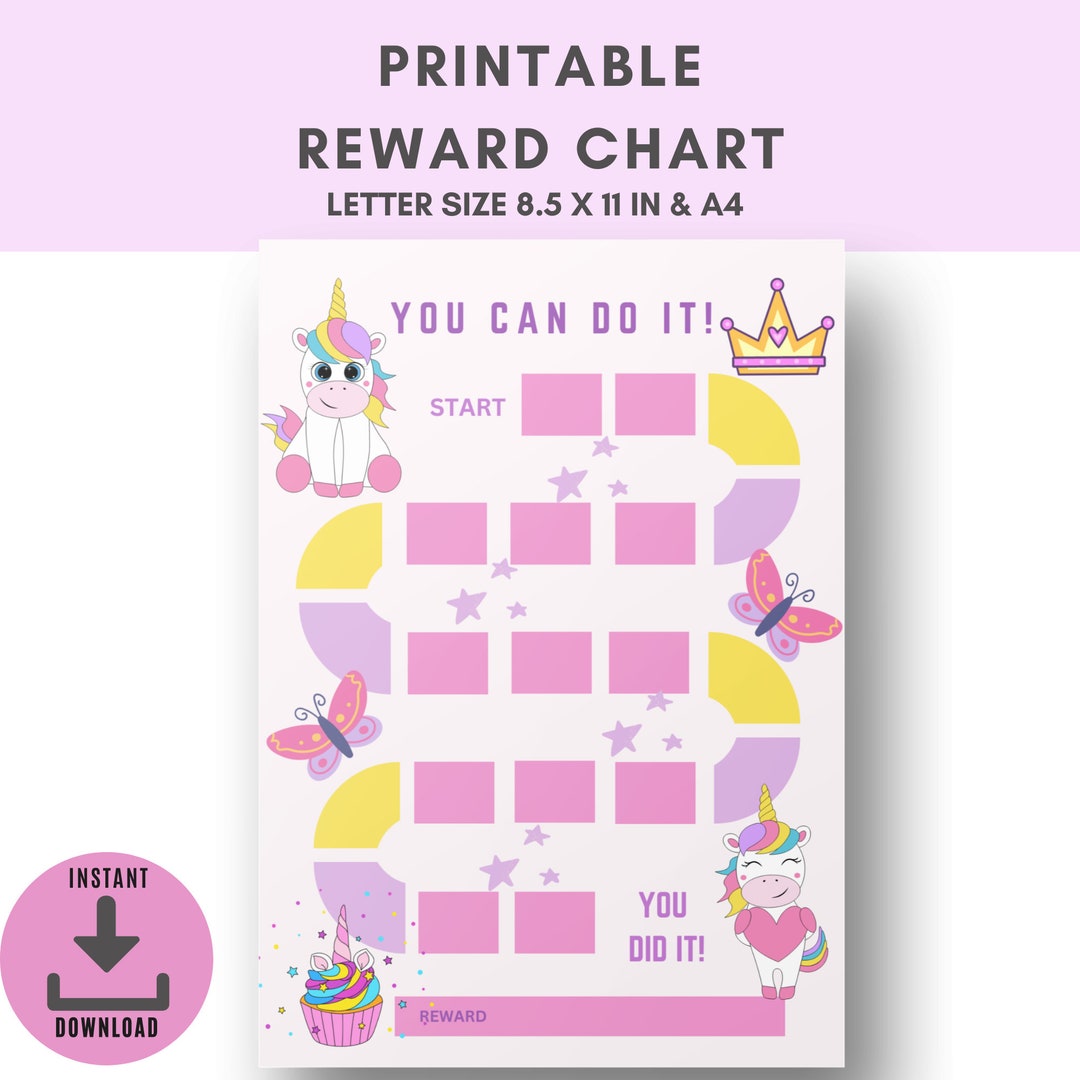 Chore Chart Reward Chart Printable Unicorn Behavior Chart - Etsy