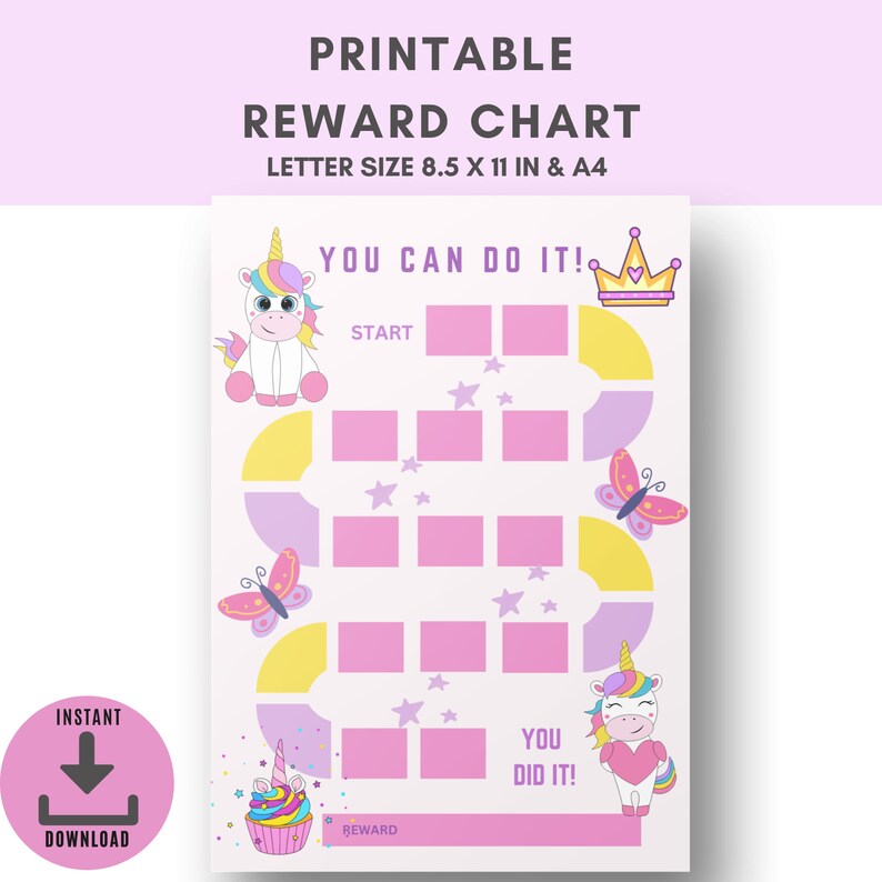 Chore Chart Reward Chart Printable Unicorn Behavior Chart - Etsy