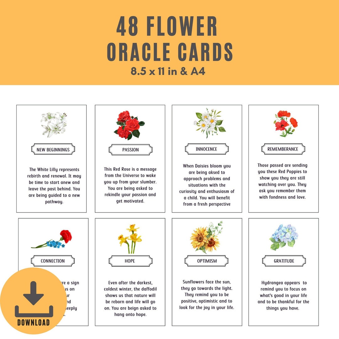 Digital Oracle Deck | Flower Tarot Cards, Flower Medicine Oracle Deck ...