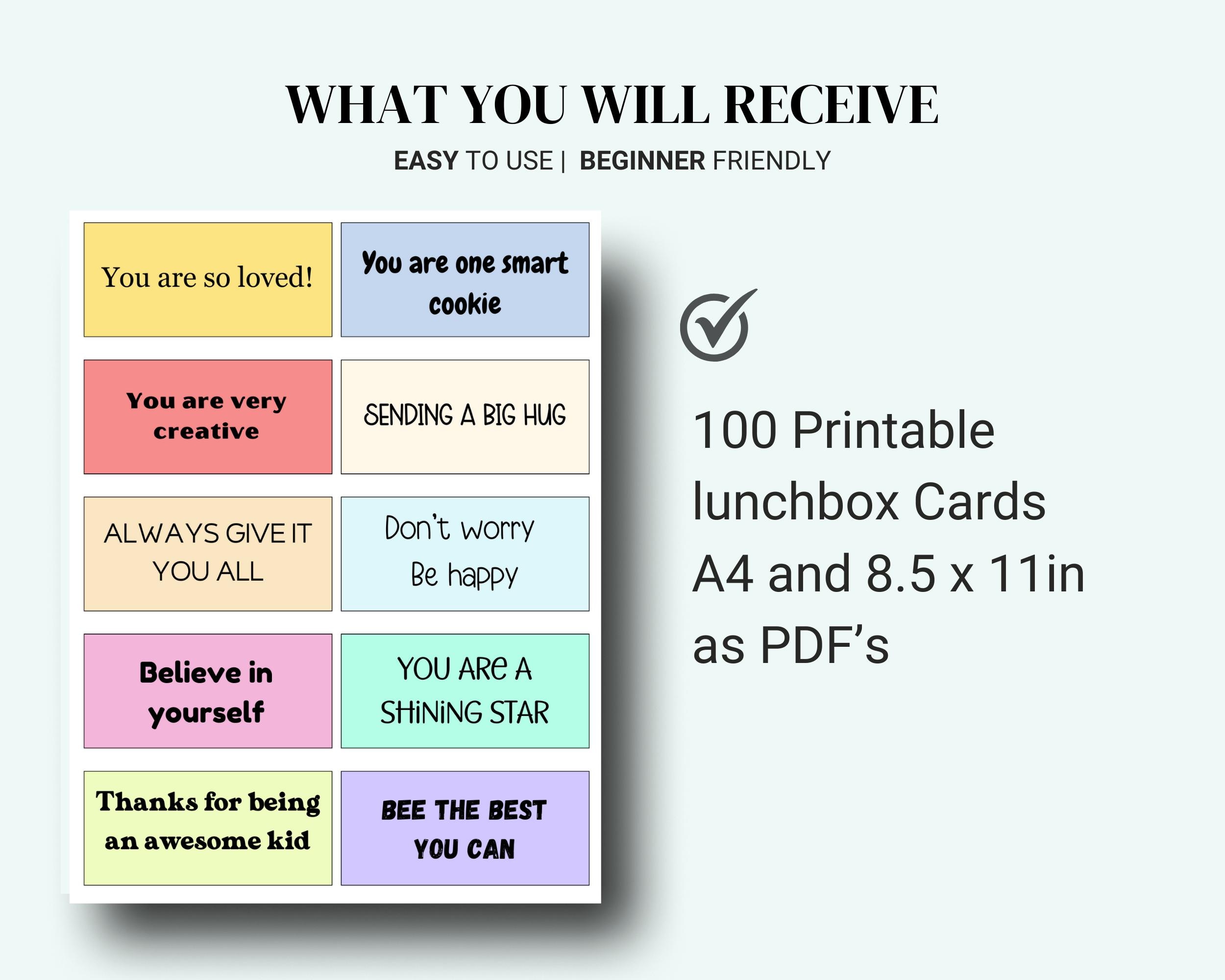 Lunchbox Cards | Positive Cards | Daily Affirmation | Class ...