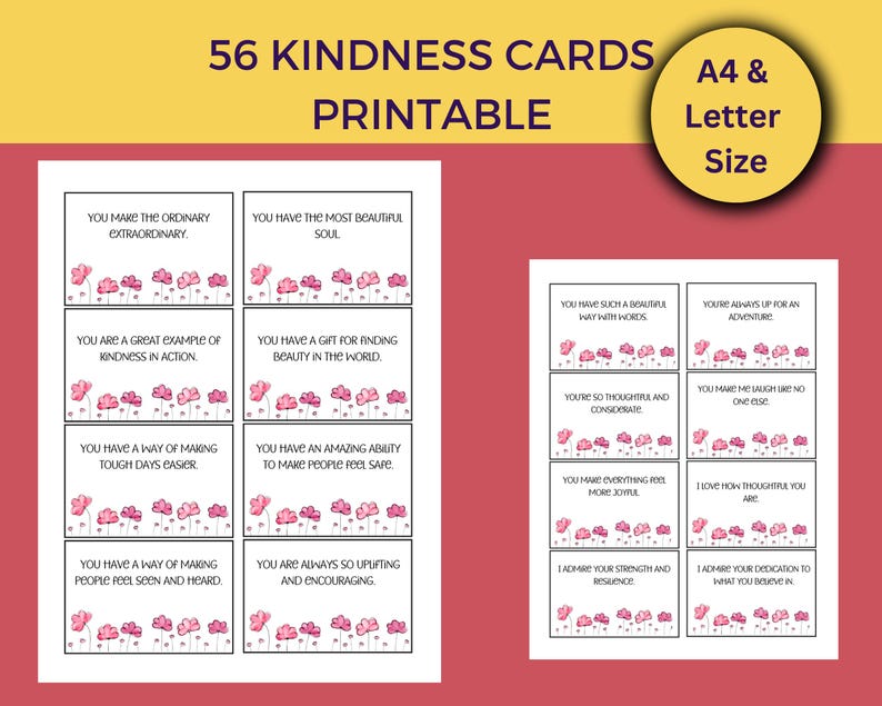 Printable Kindness Cards - Random Acts of Kindness Cards - Positive ...