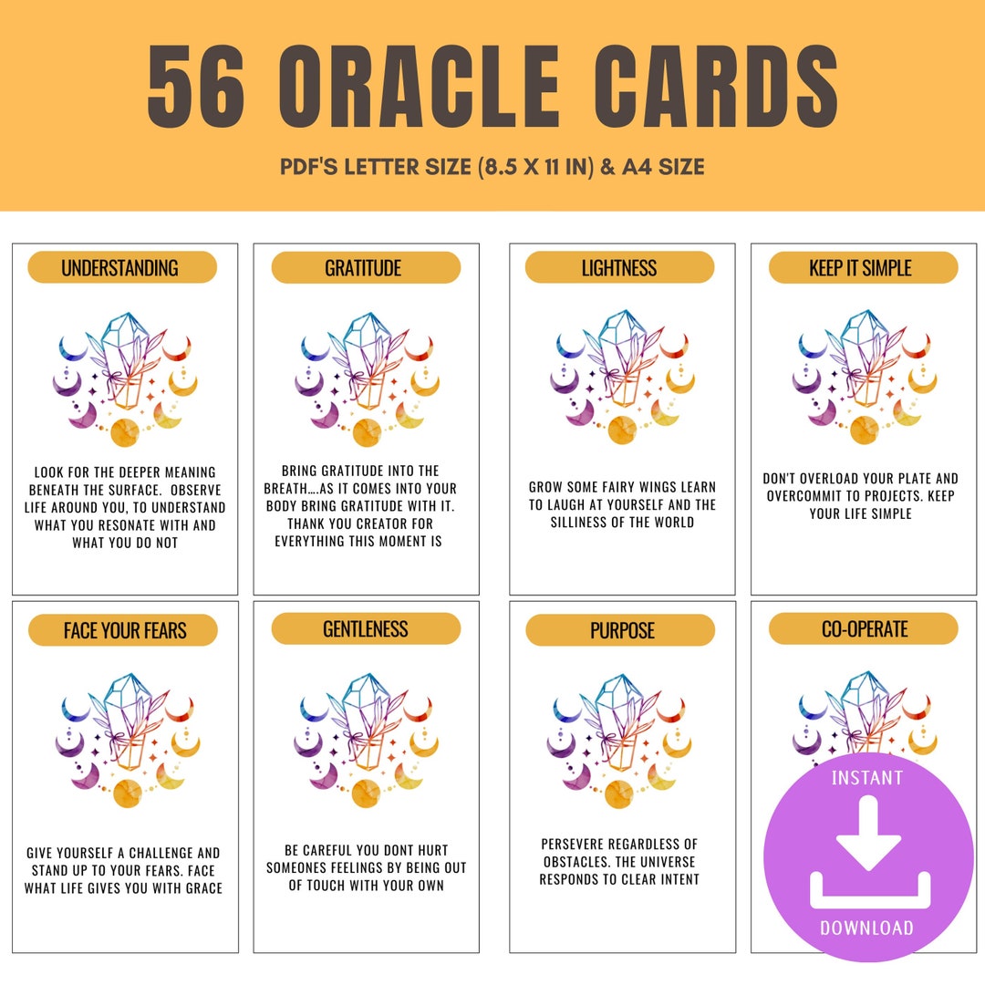 Create and Print Your Own Oracle Cards Printable Tarot Deck DYI Oracle ...