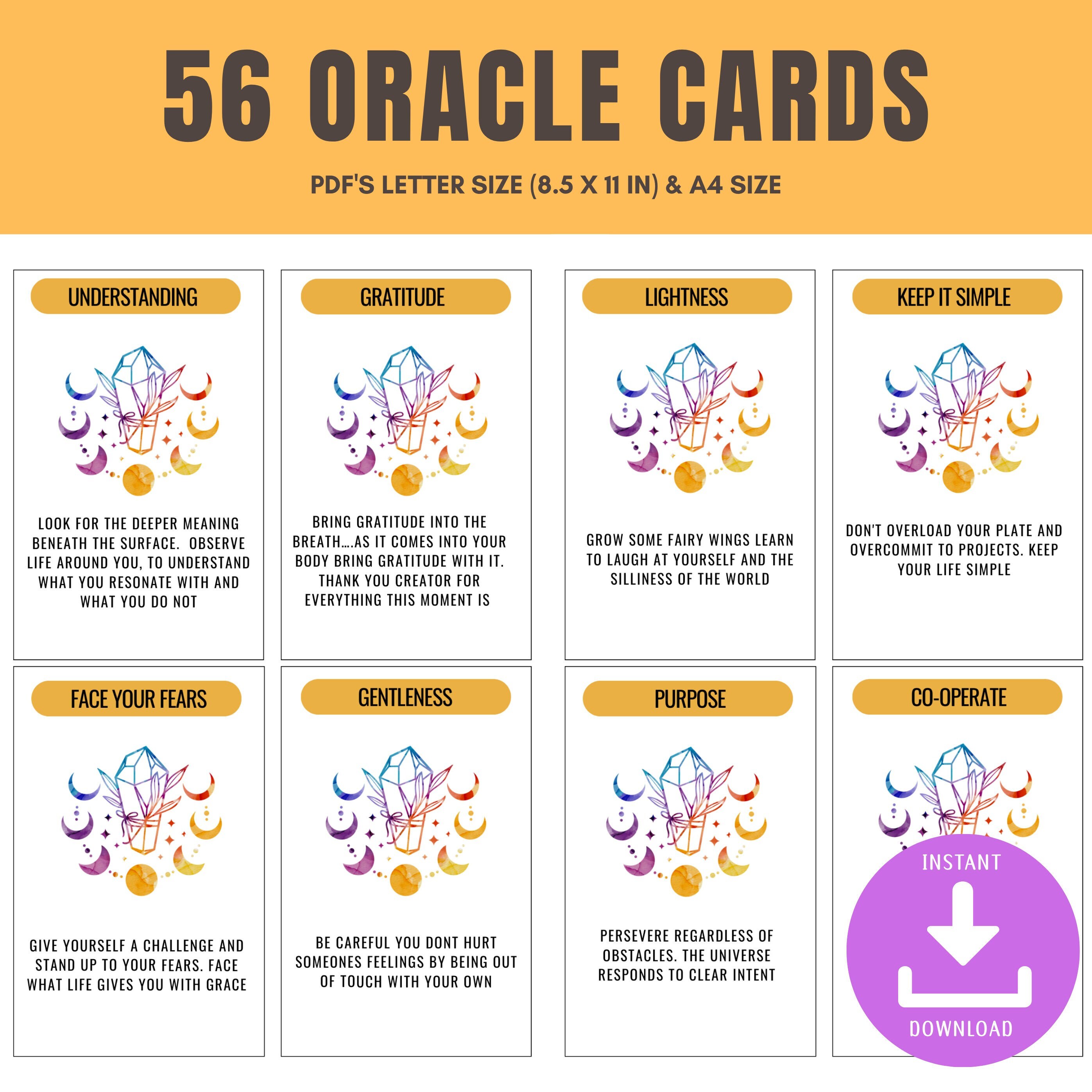Create and Print Your Own Oracle Cards Printable Tarot Deck DYI Oracle ...
