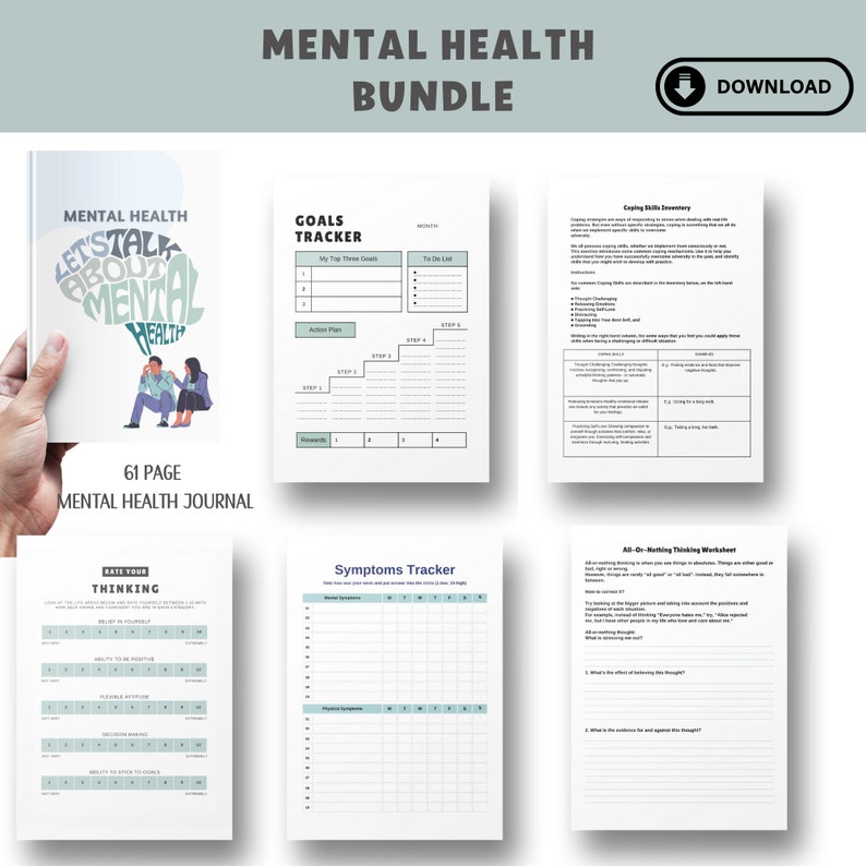 Therapy Tools Mental Health Printable Therapy Bundle Mental Health ...