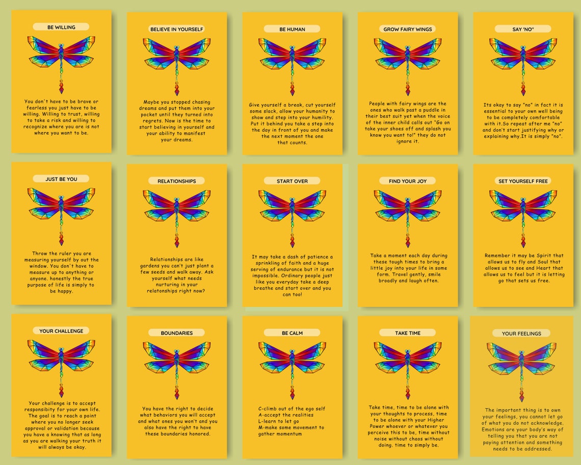 Printable Oracle Cards, Dragonfly Oracle Deck, Digital Oracle Cards ...