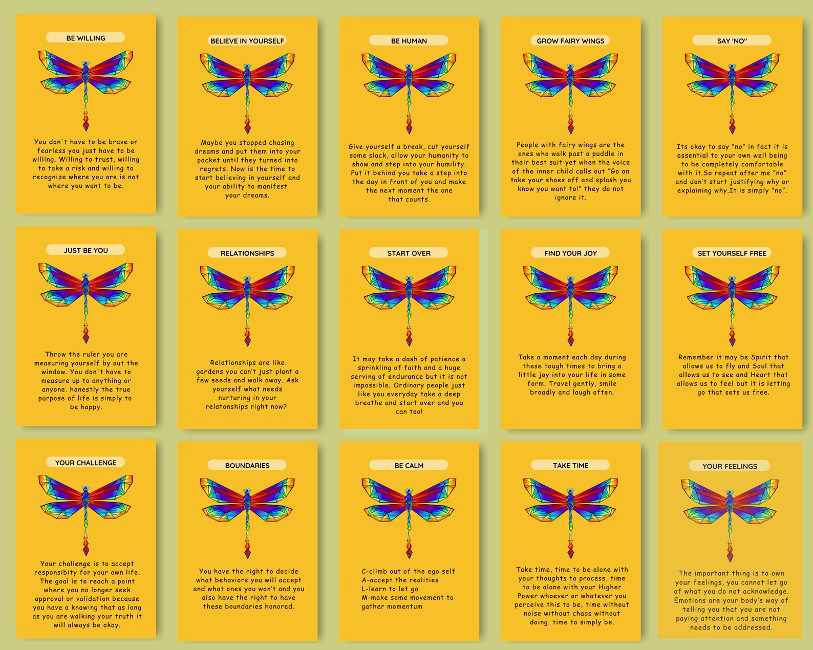 Printable Oracle Cards, Dragonfly Oracle Deck, Digital Oracle Cards ...