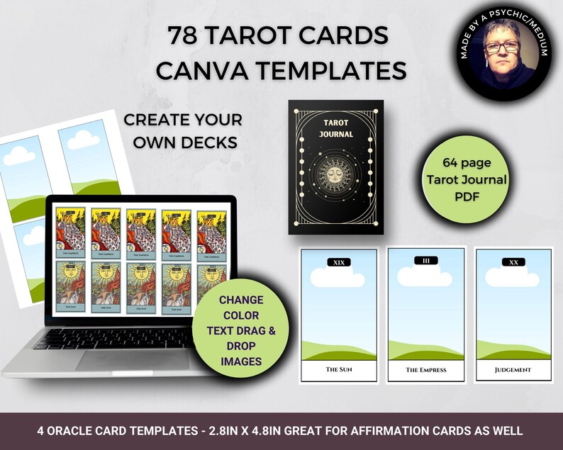 Editable Tarot Card Canva Template, DIY Tarot Deck Design, Printable ...