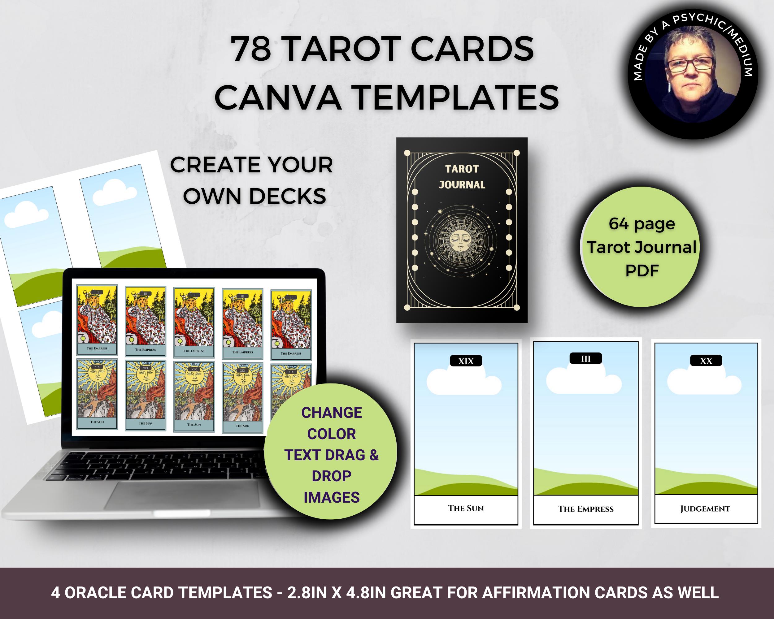 Editable Tarot Card Canva Template, DIY Tarot Deck Design, Printable ...