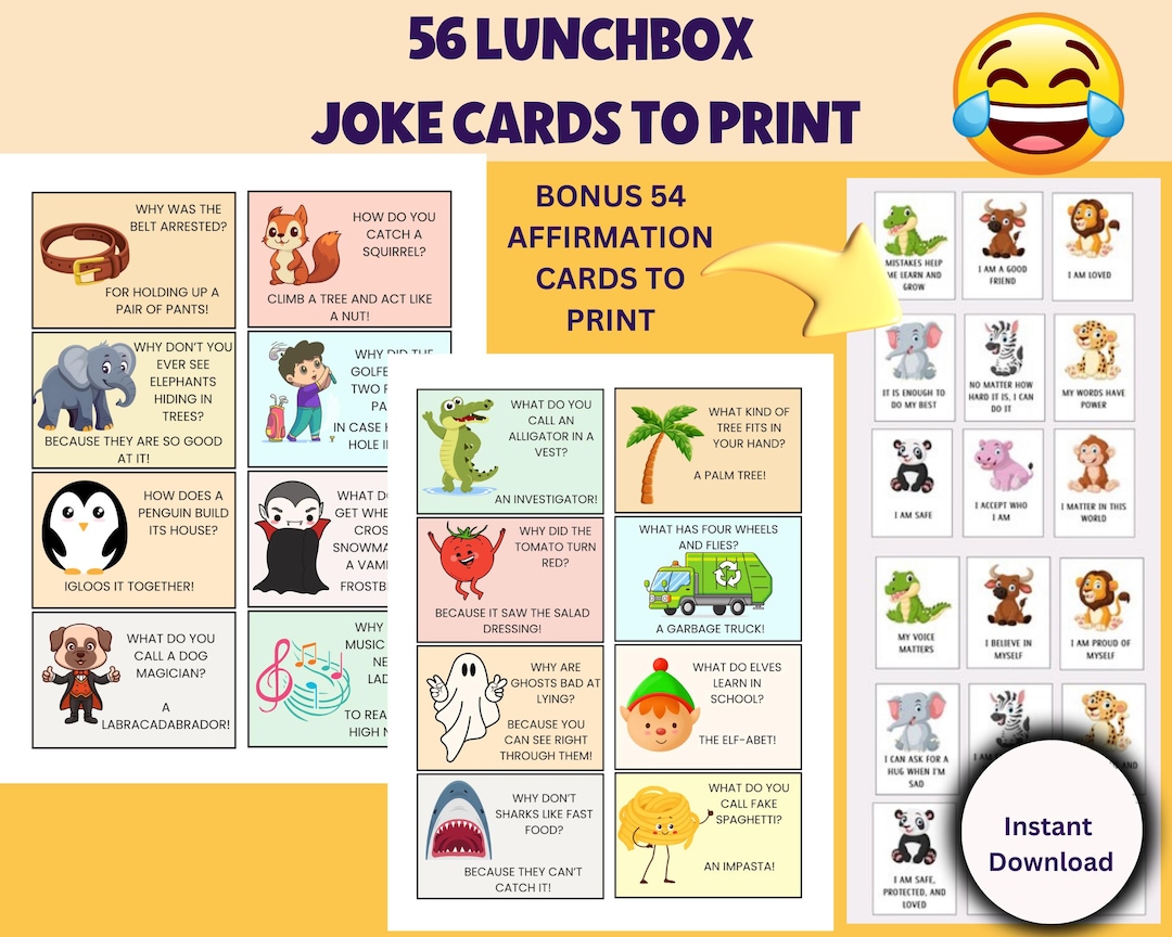Lunch Box Notes for Kids | Lunch Box Jokes | Lunchbox Cards | Kids ...