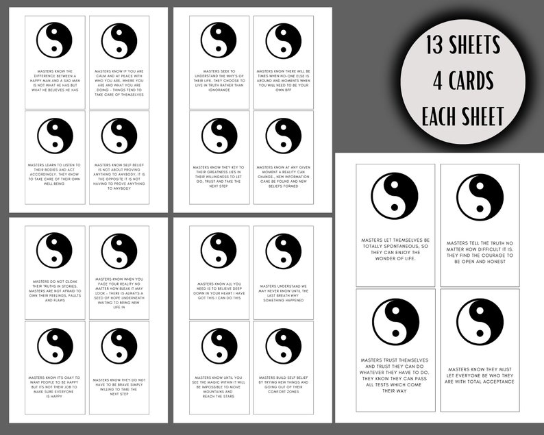 Printable Oracle Cards Self Mastery Oracle Deck Digital File 52 Cards ...