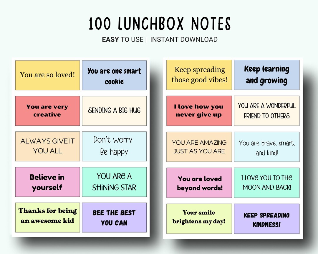 Lunchbox Cards | Positive Cards | Daily Affirmation | Class ...