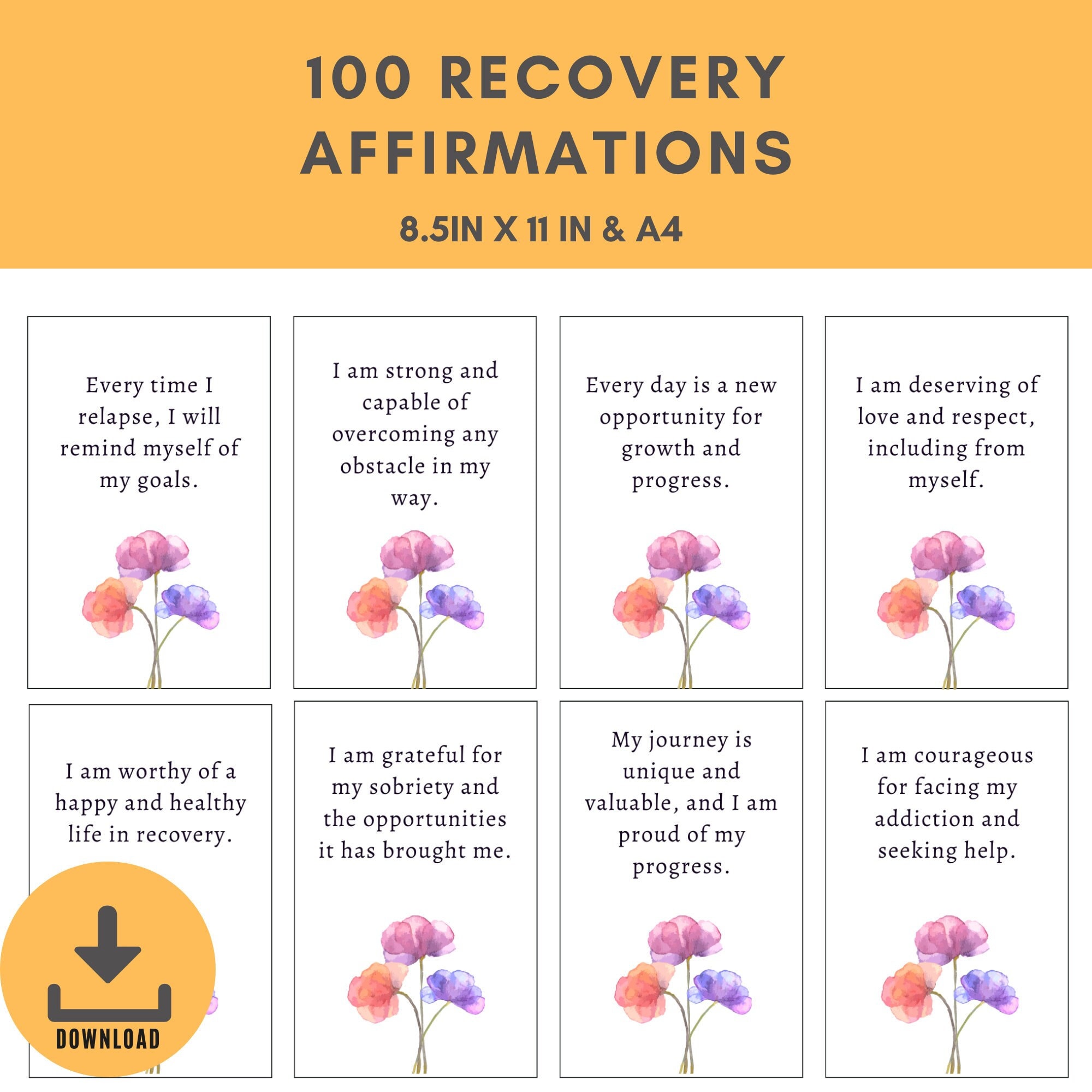 Sobriety Gift Affirmation Card Addiction Recovery Positive Quotes ...
