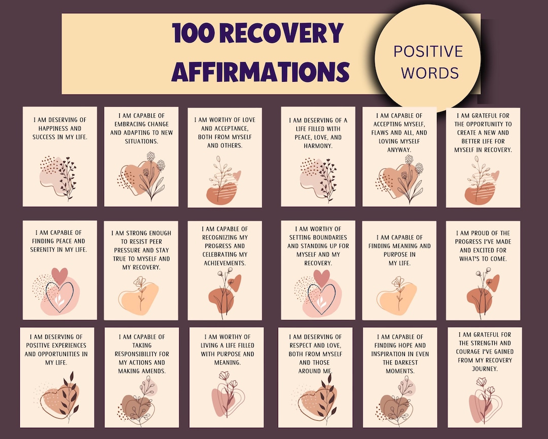 Addiction Recovery Affirmation Cards Sobriety Card Sobriety Support ...