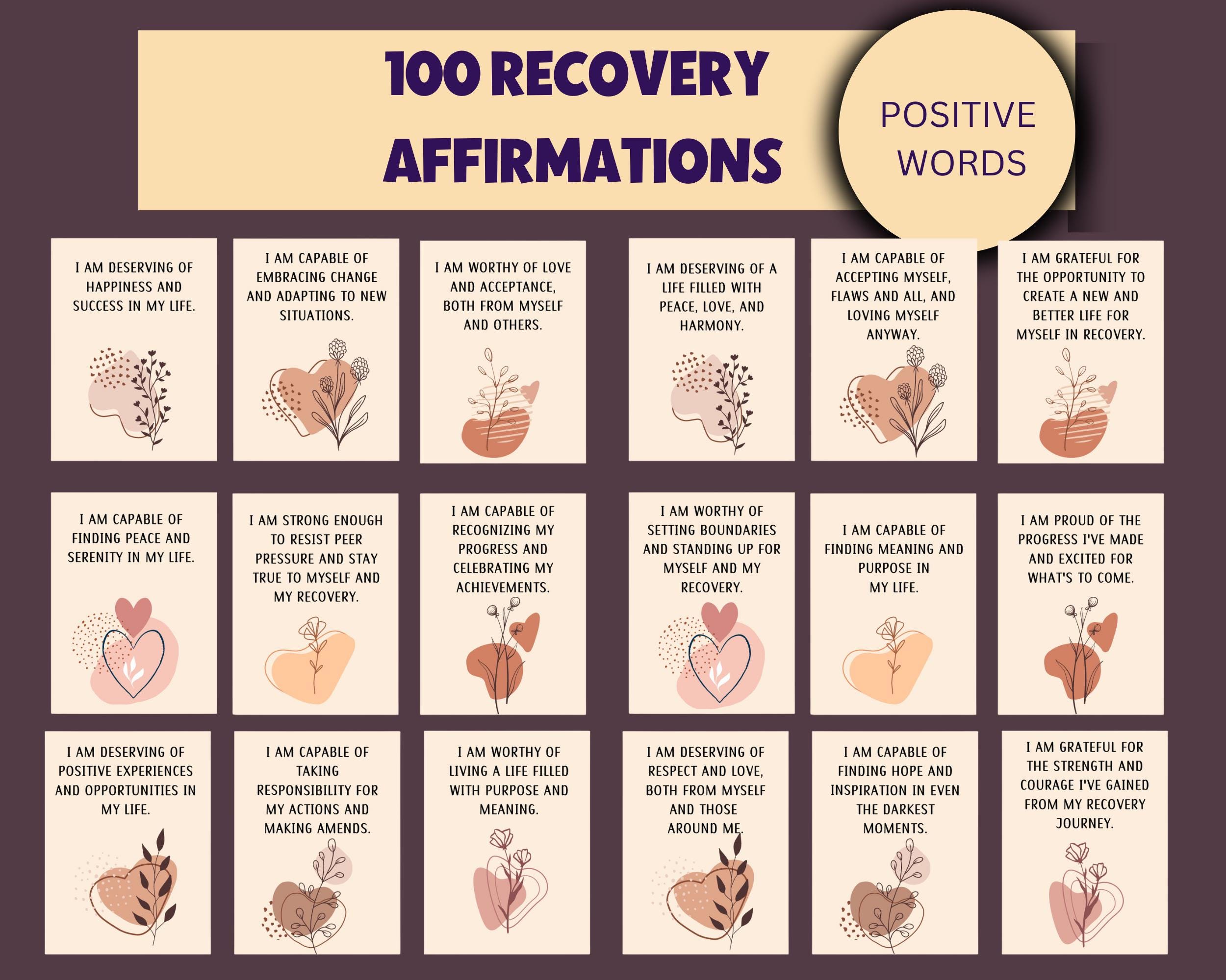 Addiction Recovery Affirmation Cards Sobriety Card Sobriety Support ...