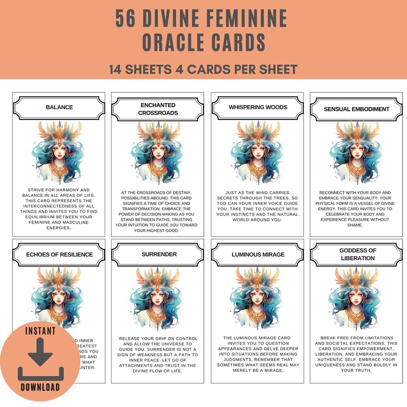 Digital Oracle Cards | Printable Oracle Cards | Affirmation Cards ...