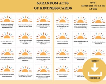 Random Acts of Kindness Cards Digital Download PDF & PNG 3x3 Size - Etsy