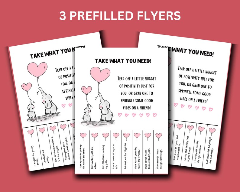 Positive Affirmations Tear off Flyer Positive Affirmations for Bulletin ...