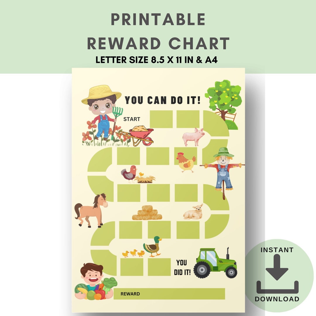 Kids Chart Reward Chart Farm Reward Chart Daily Chore - Etsy