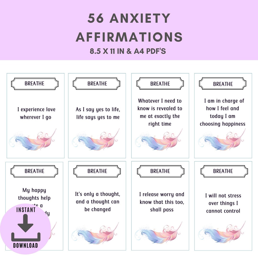 Anxiety Affirmation Cards| Affirmation Cards | Motivational Cards ...