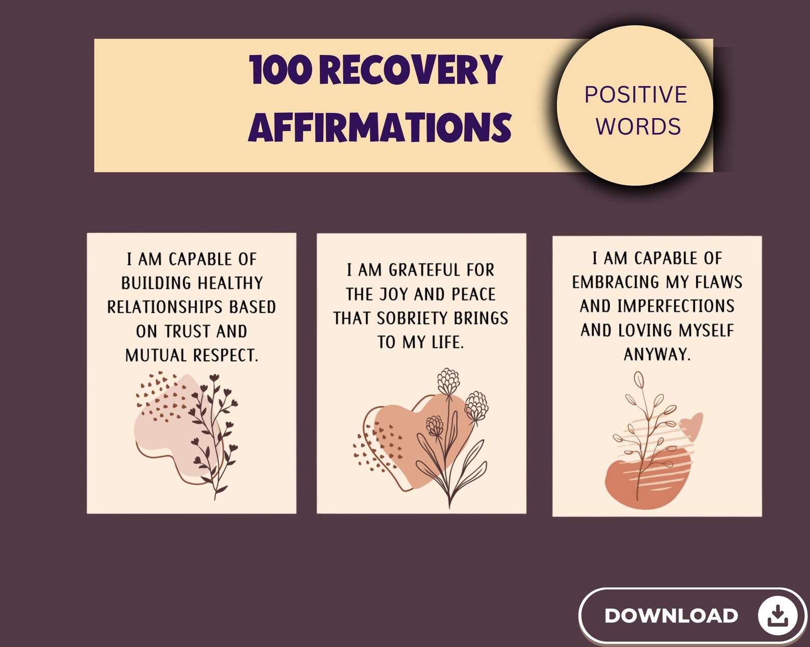 Addiction Recovery Affirmation Cards Sobriety Card Sobriety Support ...