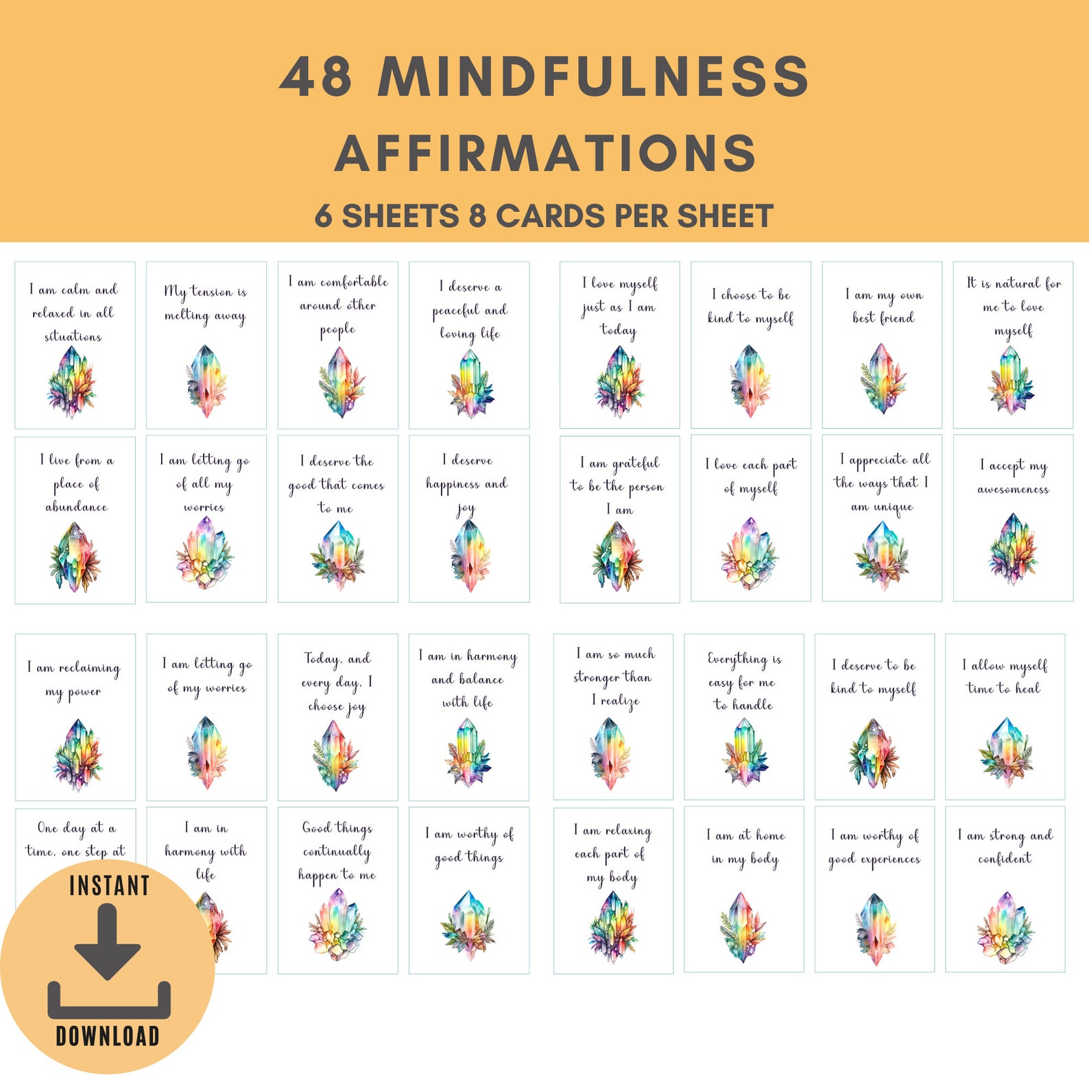 Affirmations Cards Positive Quotes Printable Gift Daily Affirmation ...