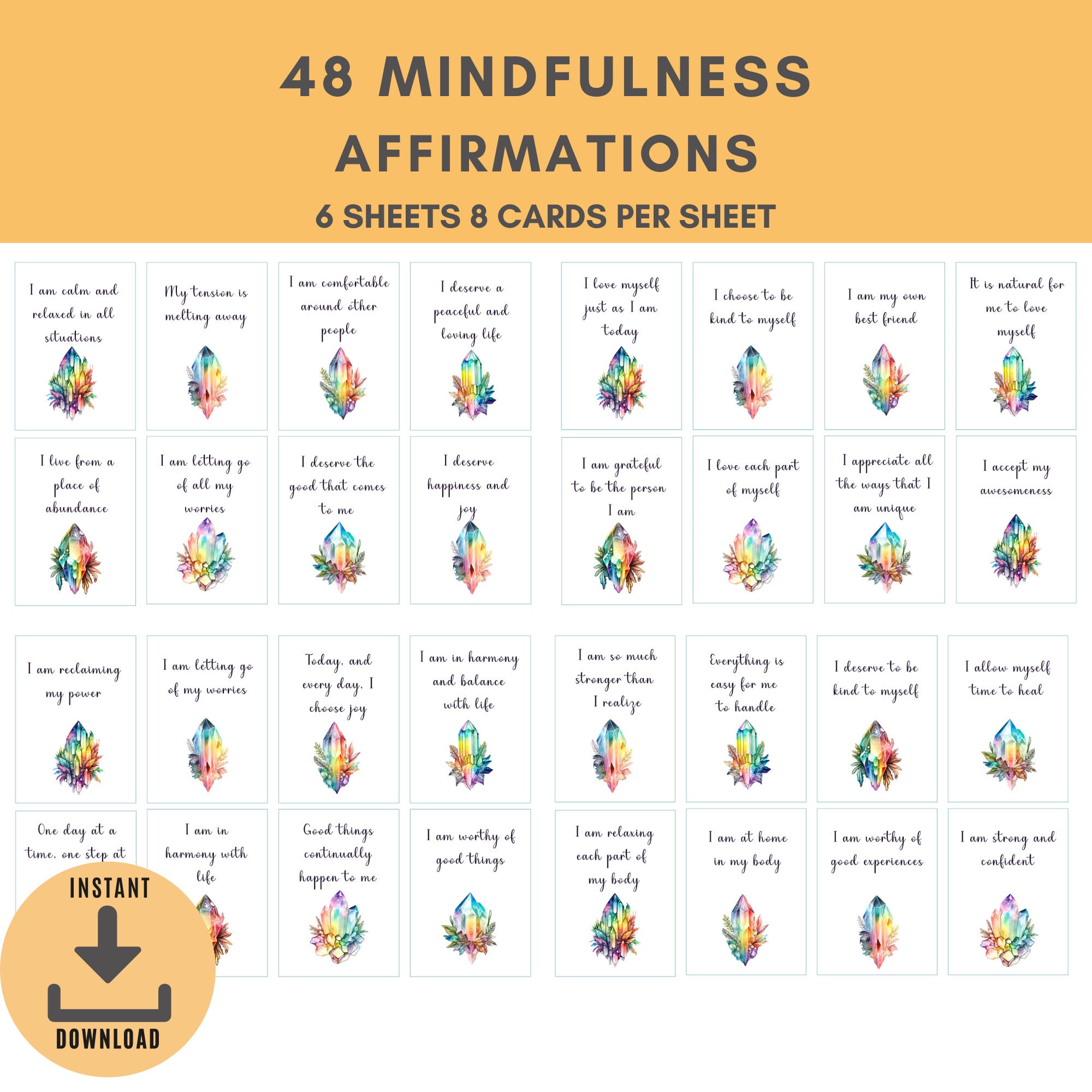 Affirmations Cards | Positive Quotes Printable Gift | Daily Affirmation ...