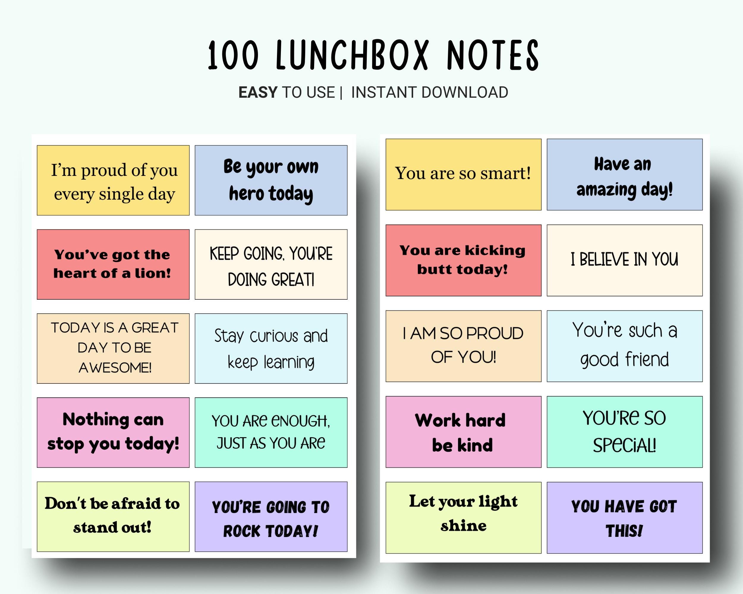 Lunchbox Cards | Positive Cards | Daily Affirmation | Class ...