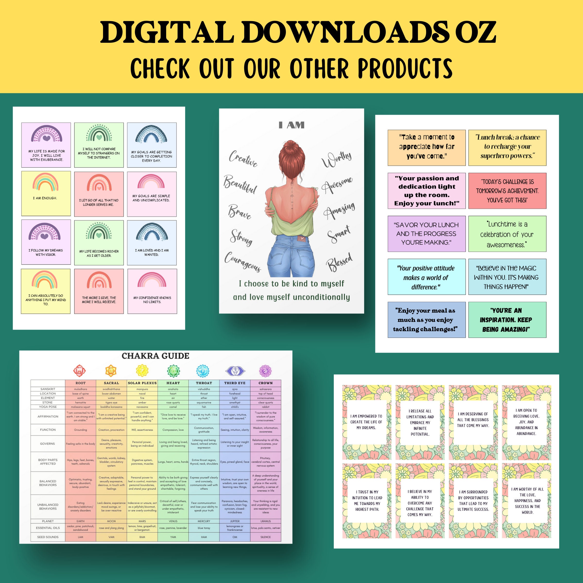 Printable Oracle Deck Affirmation and Manifestation Spiritual Cards ...