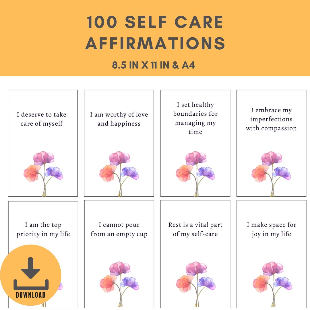 Printable Self Care Affirmation Cards Daily Motivation Positive Quotes ...