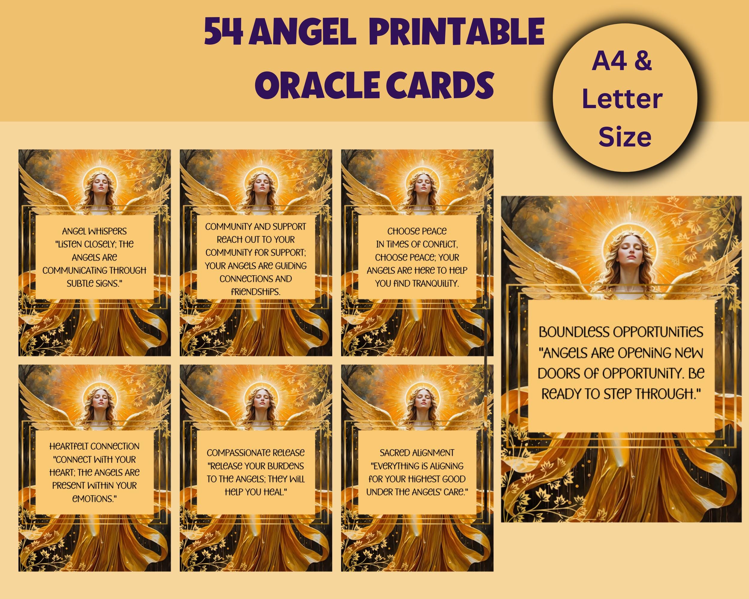 Printable Angel Oracle Cards Spiritual Guidance & Support 54 Cards for ...