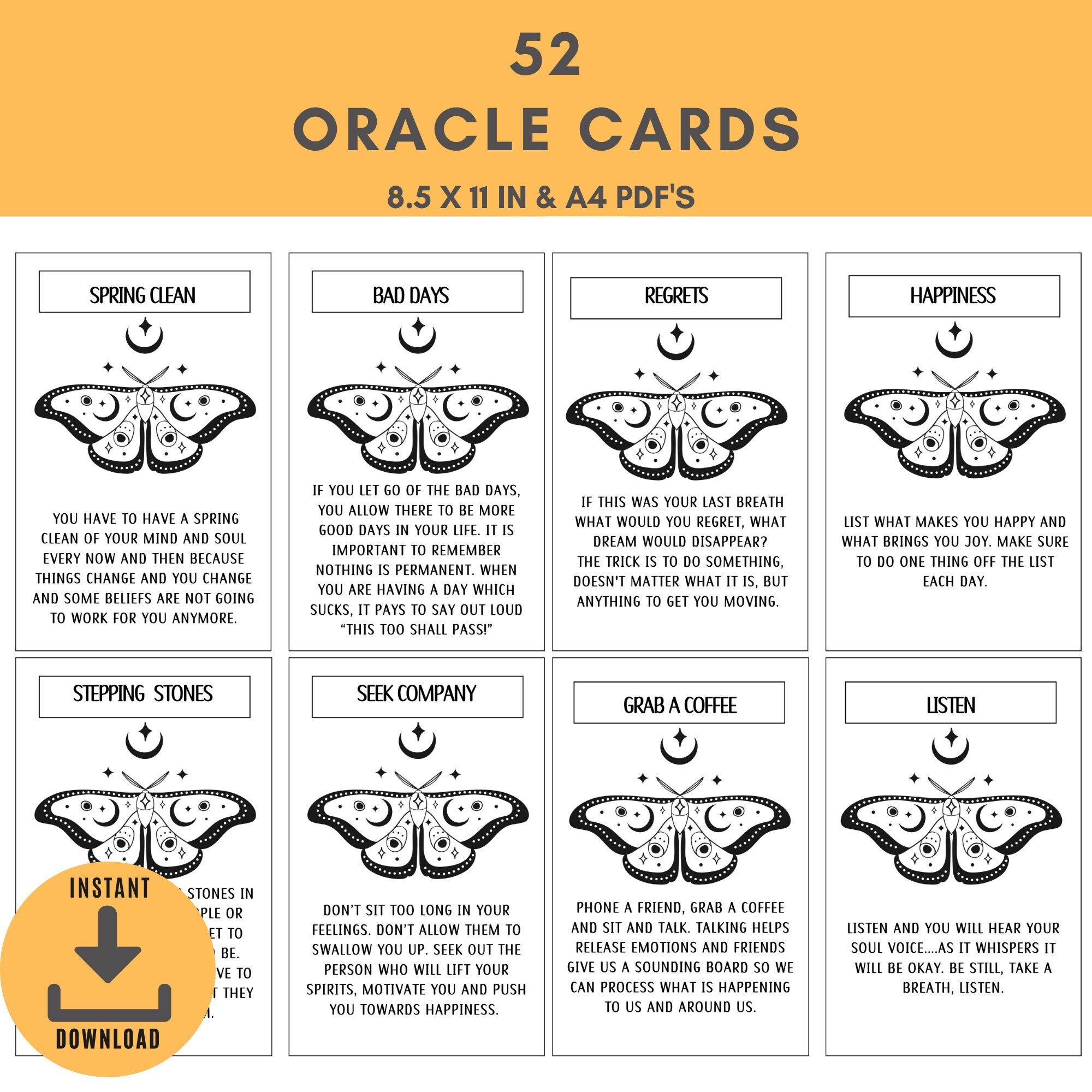 Digital Oracle Tarot Reading Printable Tarot Cards - Etsy