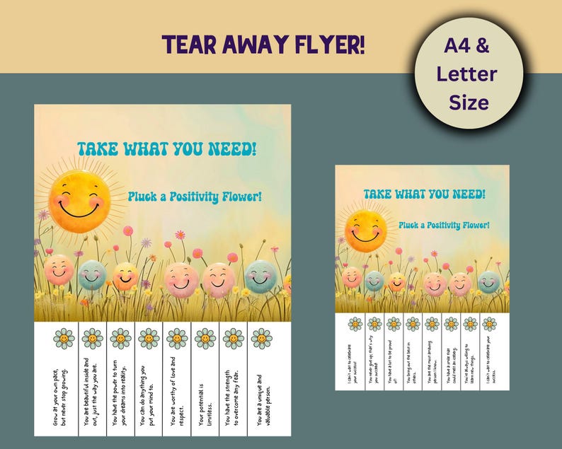 Positive Affirmations Tear off Flyer - Words of Affirmation Bulletin ...