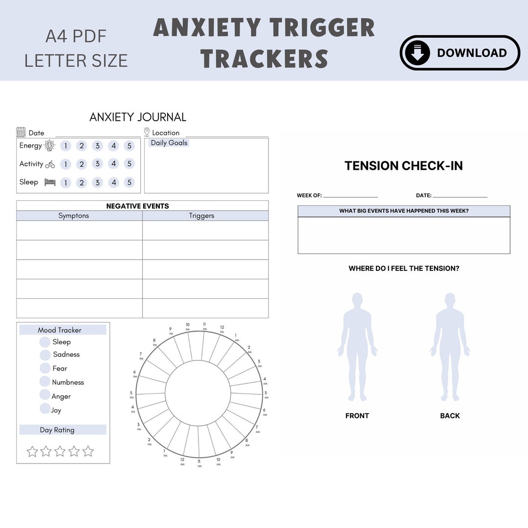 Anxiety Tracker Printable Tracker Anxiety Journal Mood Tracker Anxiety ...