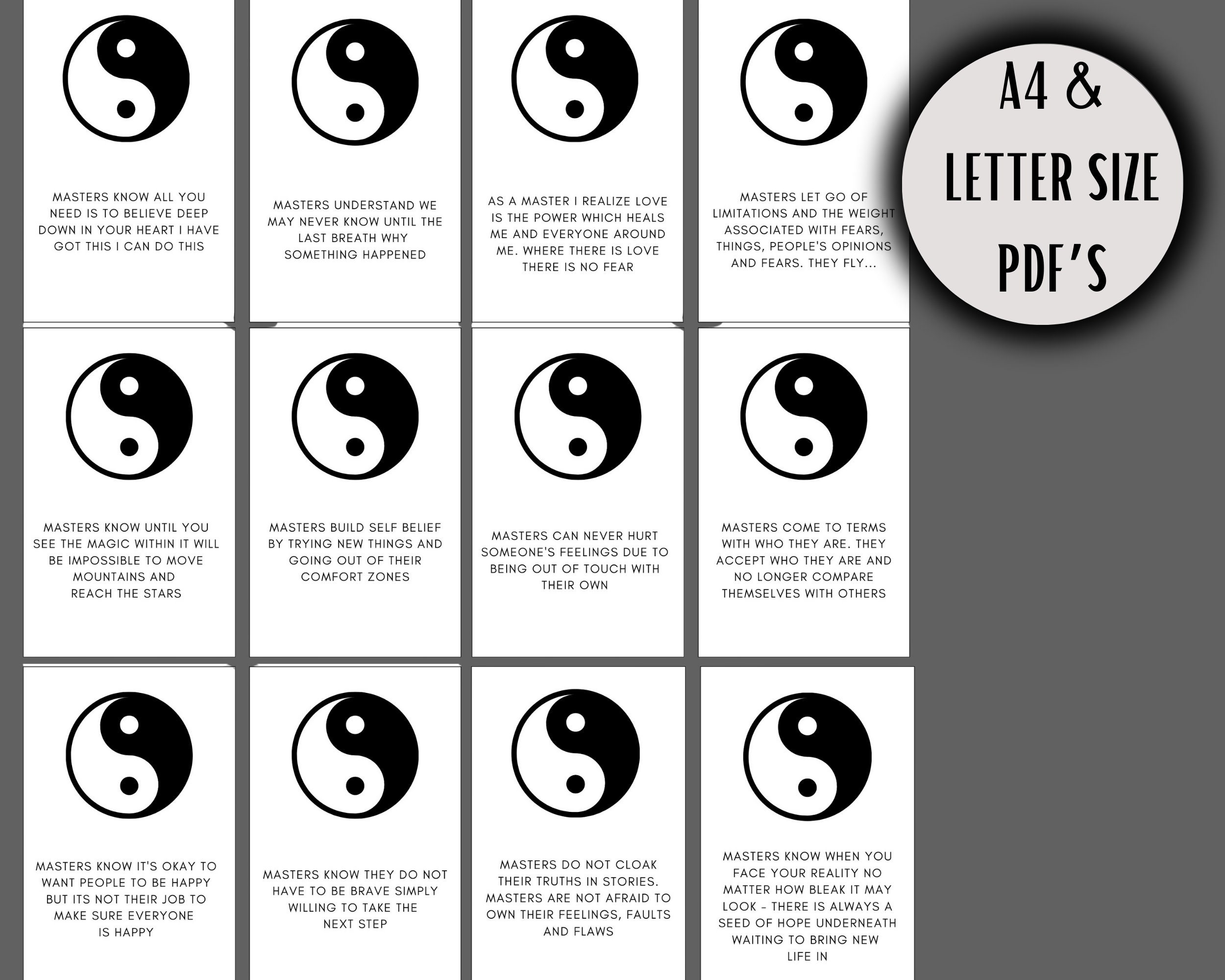 Printable Oracle Cards Self Mastery Oracle Deck Digital File 52 Cards ...