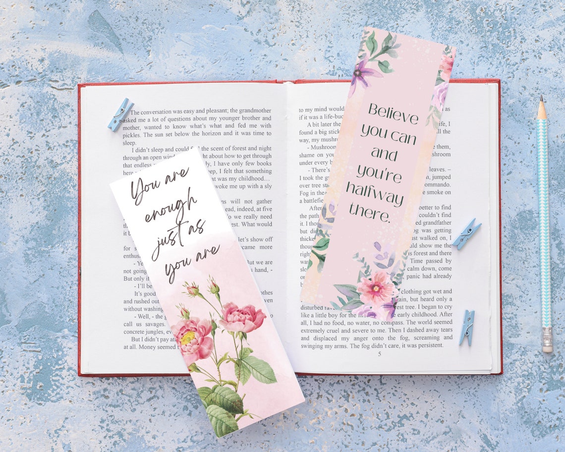 Inspirational Printable Bookmarks Book Lovers Gift Motivational ...