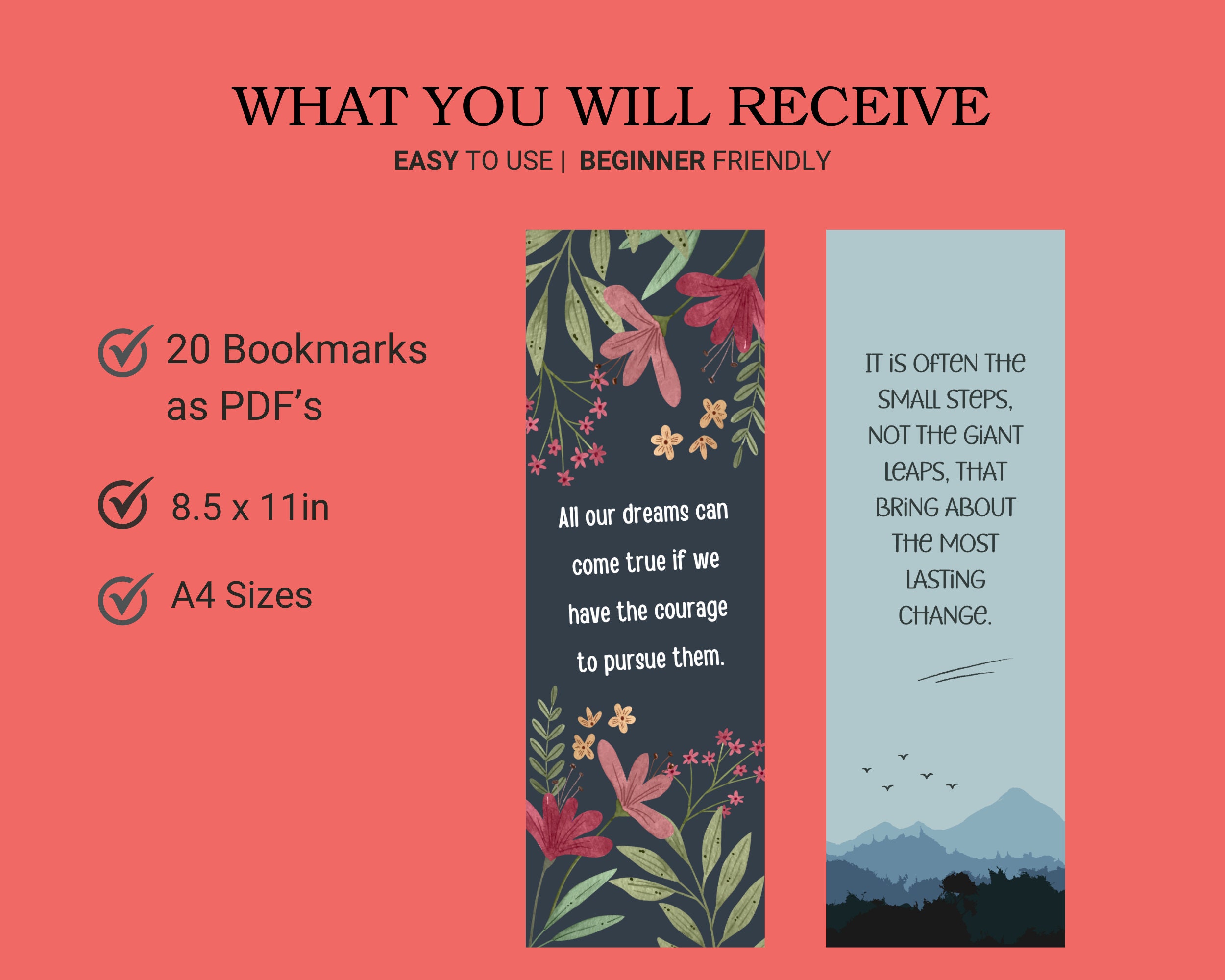 Inspirational Printable Bookmarks Book Lovers Gift Motivational ...