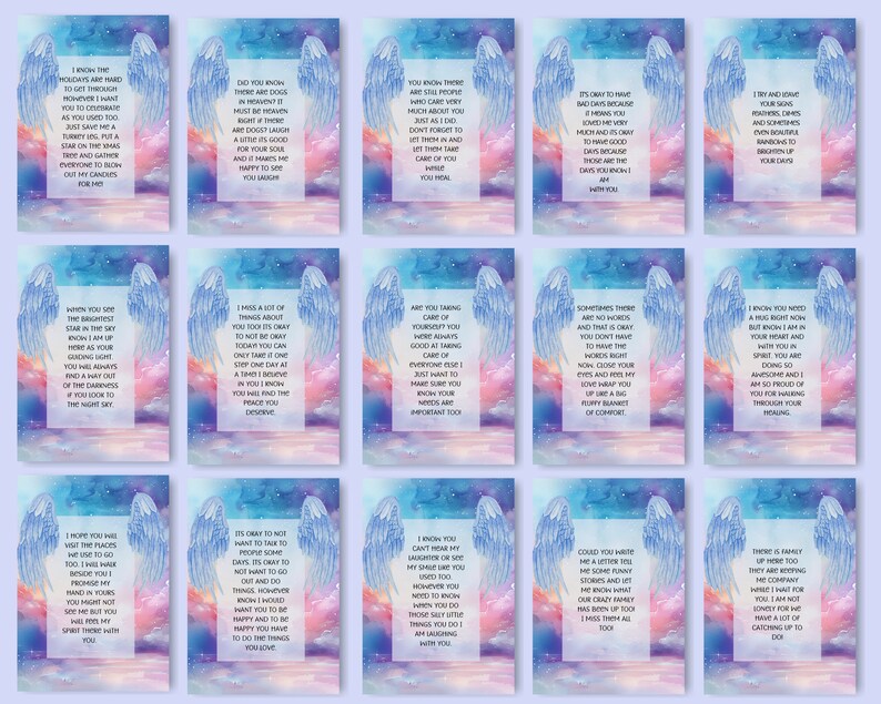 Grief Cards, Printable Oracle Cards, Lost Loved One Sympathy Gift ...
