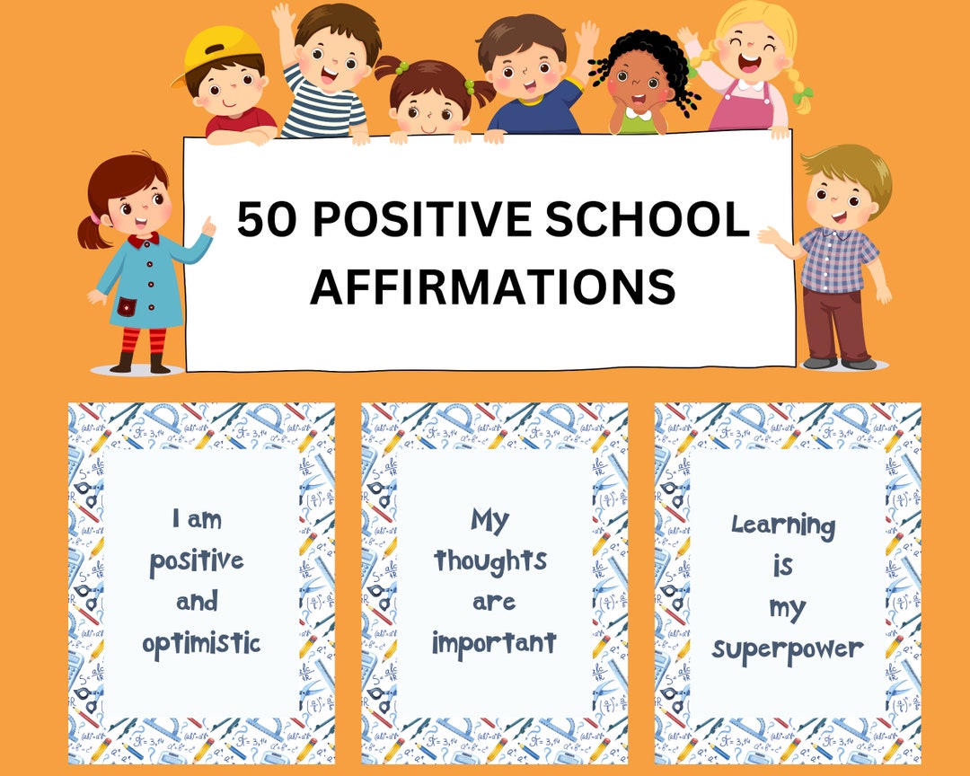 Positive Affirmation Cards School, Kids Back to School Affirmation ...