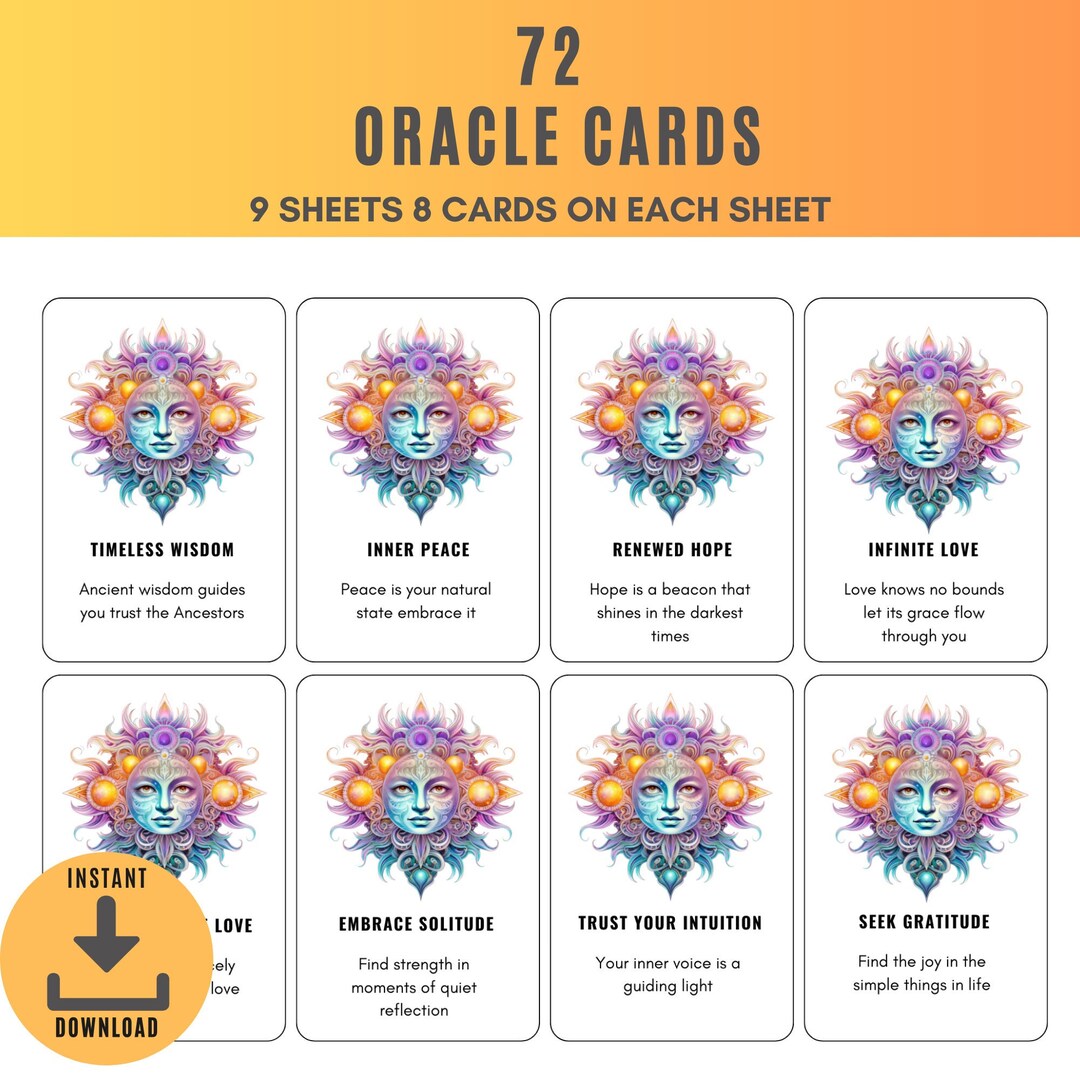 Create and Print Your Own Oracle Cards Printable Tarot Deck - Etsy