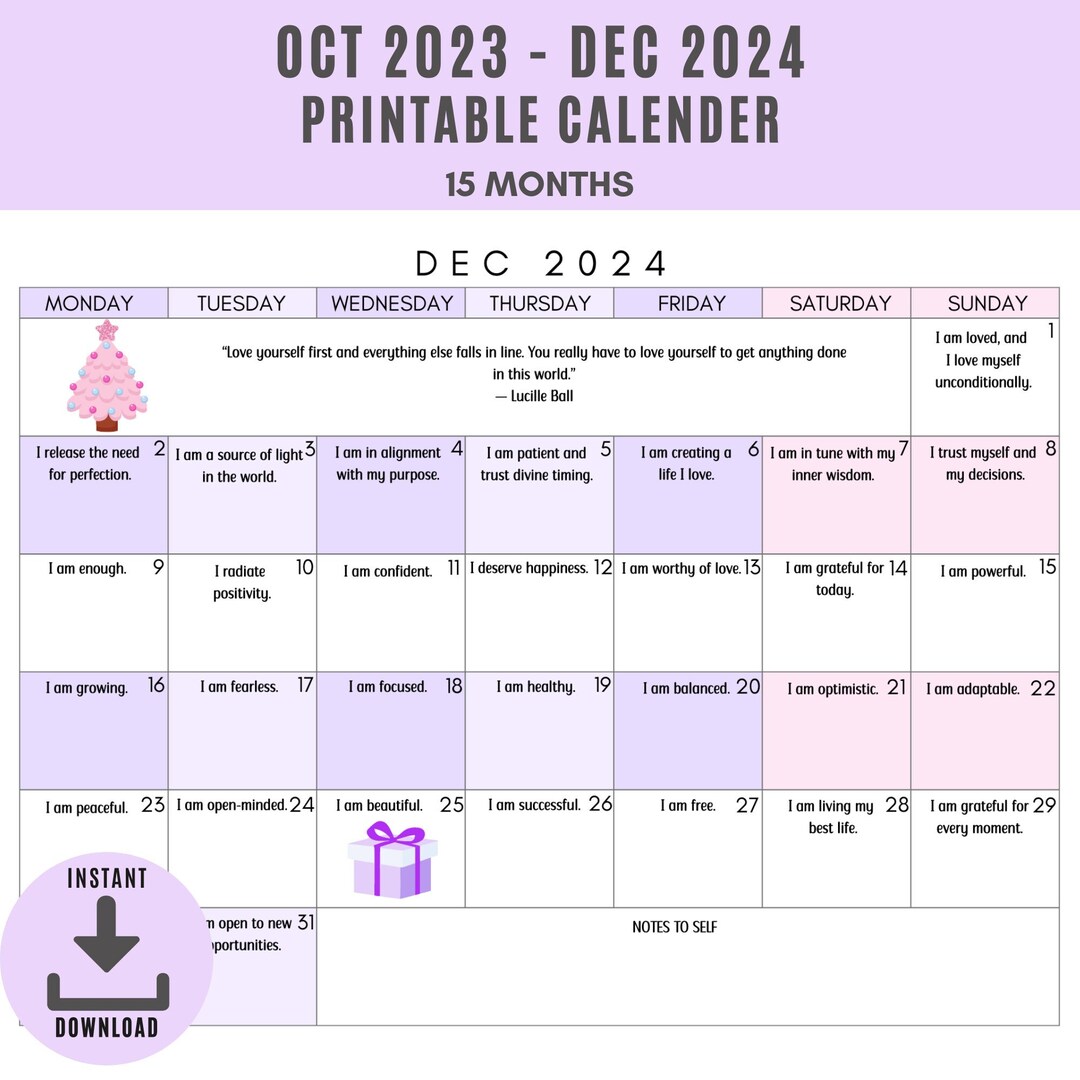 Self Care Calendar Dorm Decor Self Love Mental Health - Etsy