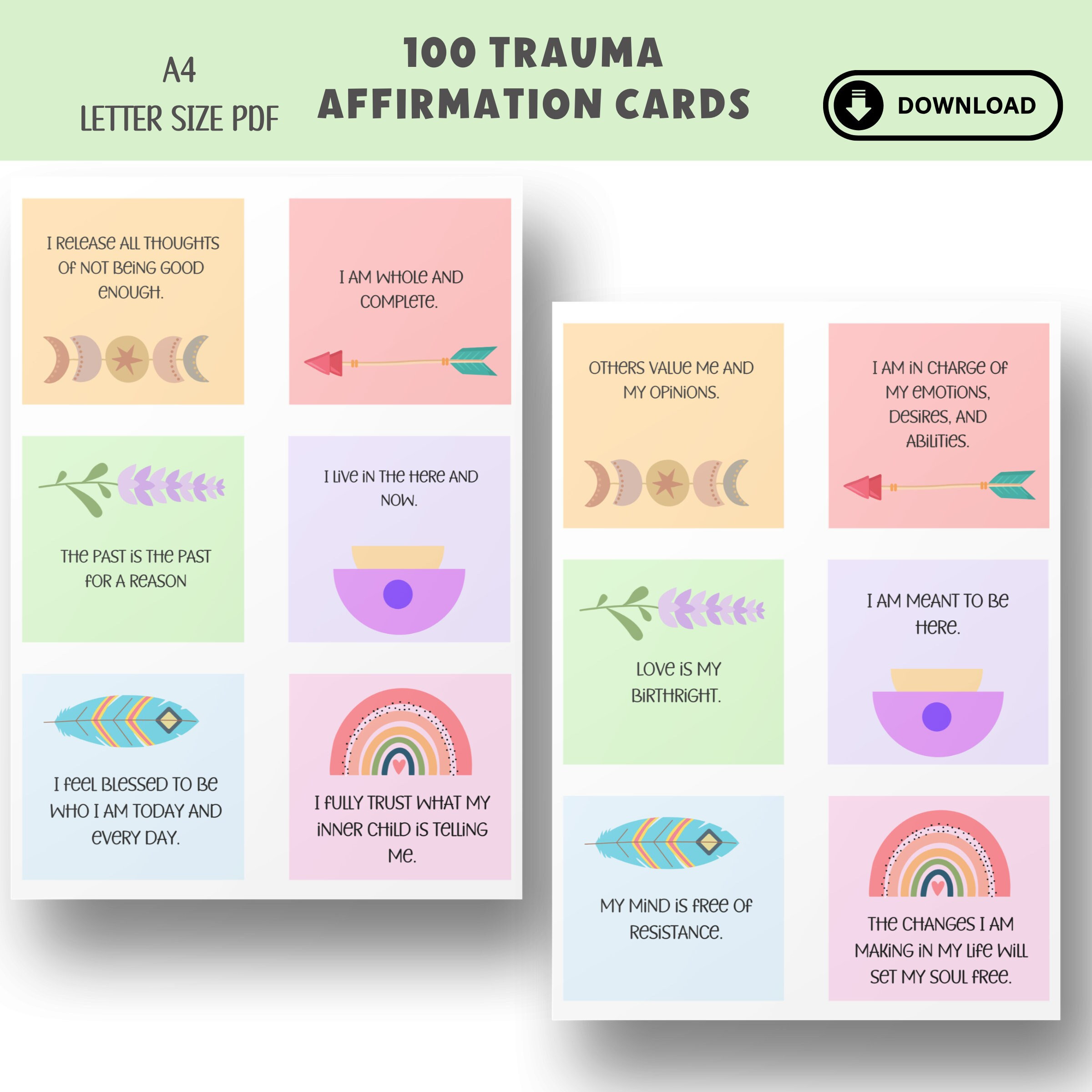 Affirmations for Trauma Recovery Positive Messages Affirmation Cards ...