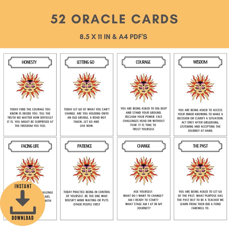 Printable Oracle Cards Printable Indie Oracle Deck Digital File 52 ...
